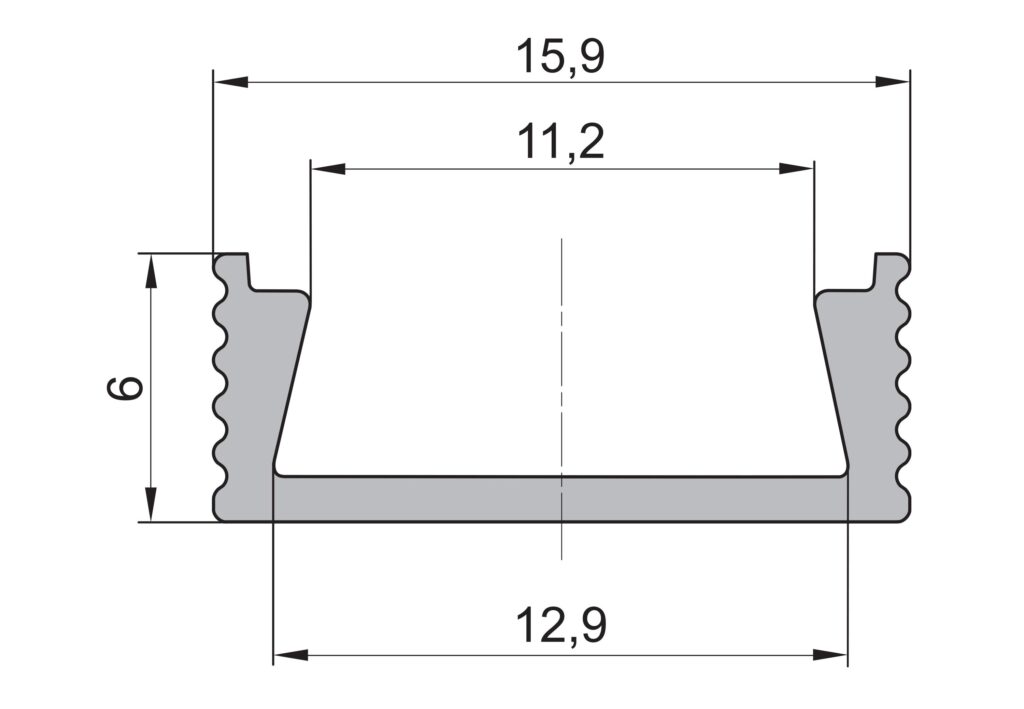 Povrchový hliníkový profil CC11, čierny, 16x6mm - led1.sk